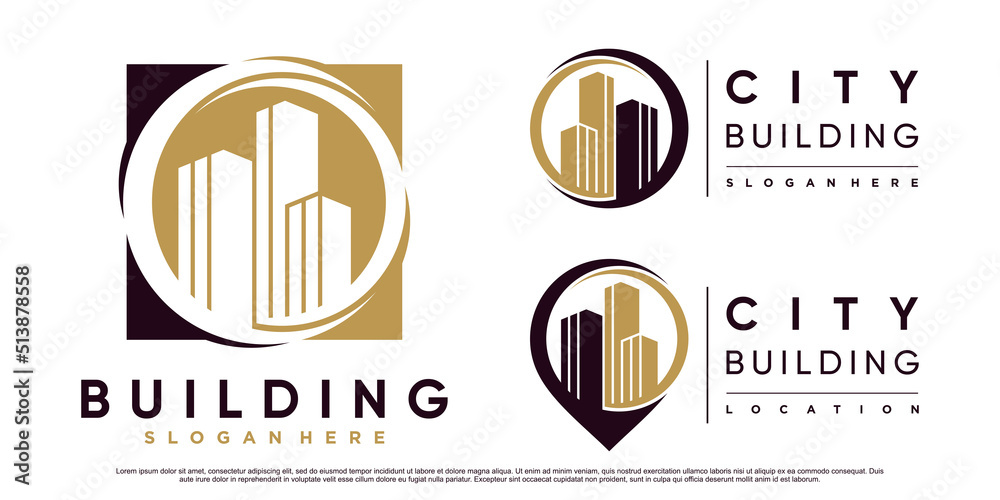 Set of abstract building architecture logo design with creative element ...