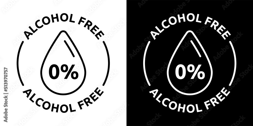 Alcohol free vector label icon. Safe product contain no alcohol sign ...