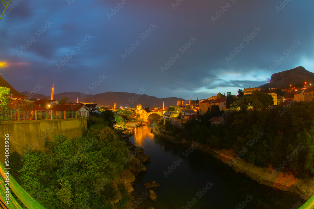 Mostar, Bosnia and Herzegovina. The Old Bridge, Stari Most, with ...