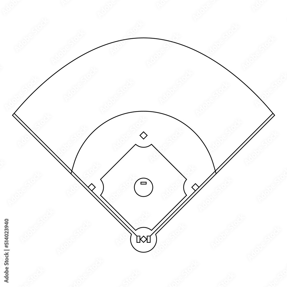 Baseball diamond line diagram. Clipart image isolated on white ...