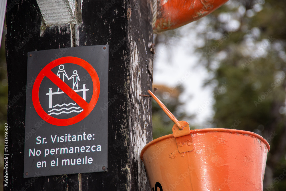 Warning sign in Isla Victoria, Neuquén, Argentina. Visiting Sir: Do not ...