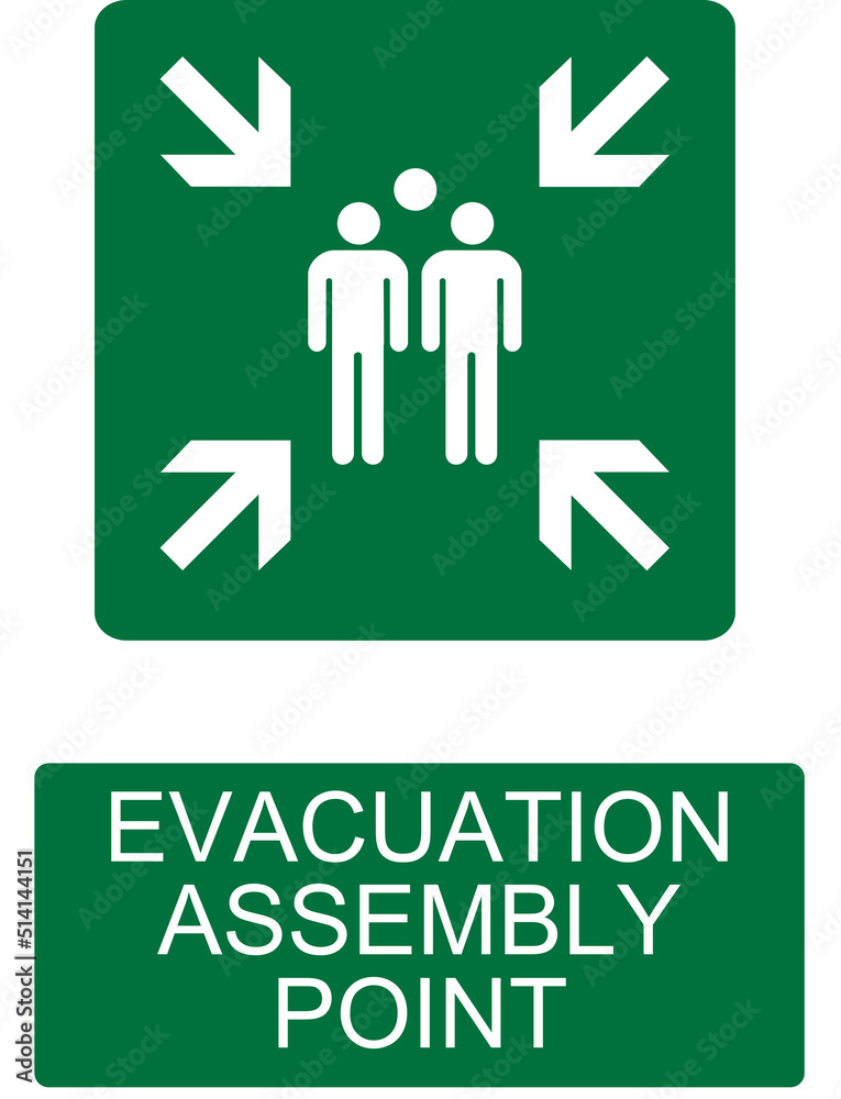 EVACUATION ASSEMBLY POINT SIGN Stock Illustration | Adobe Stock