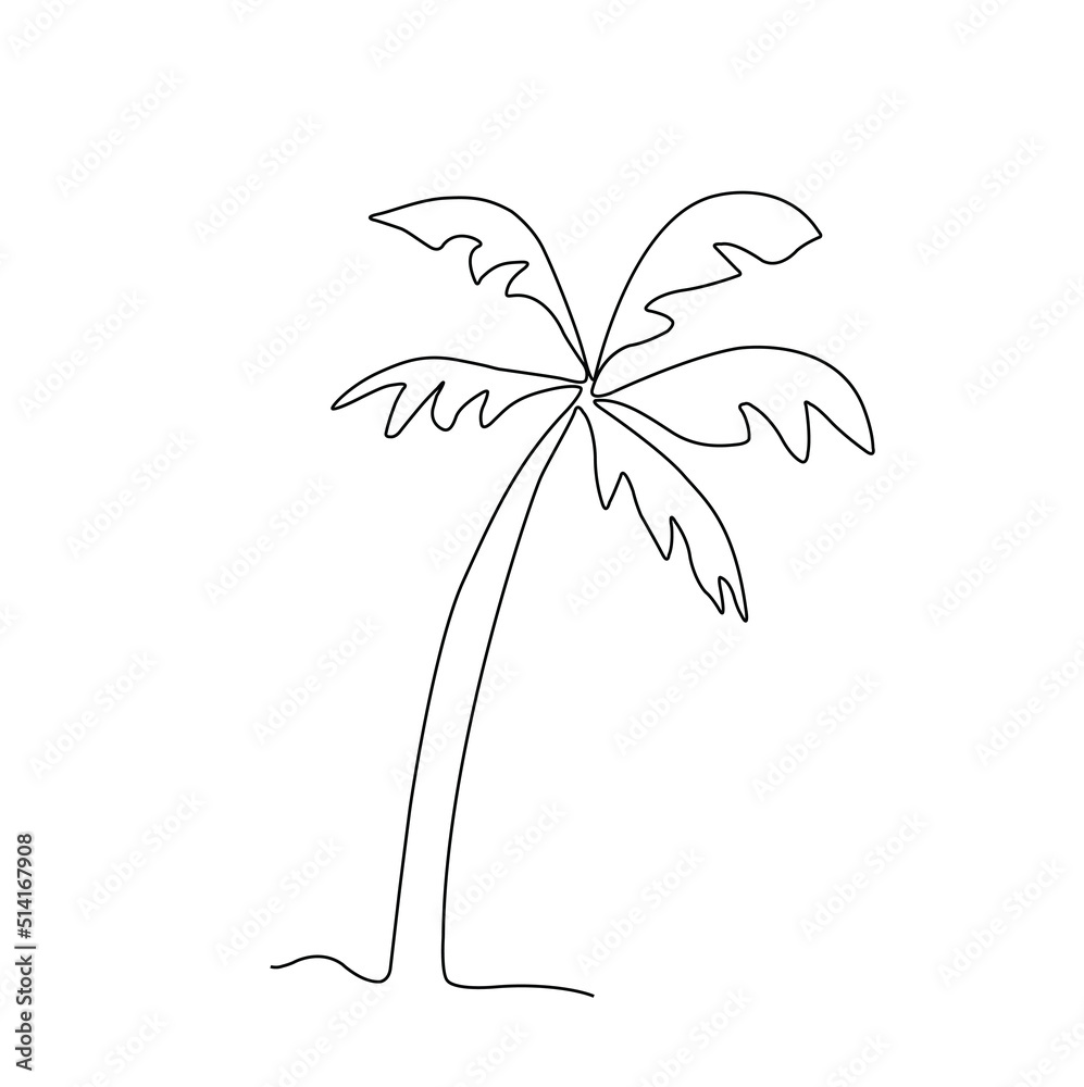 one line palm tree illustration drawing. abstract minimal line art ...