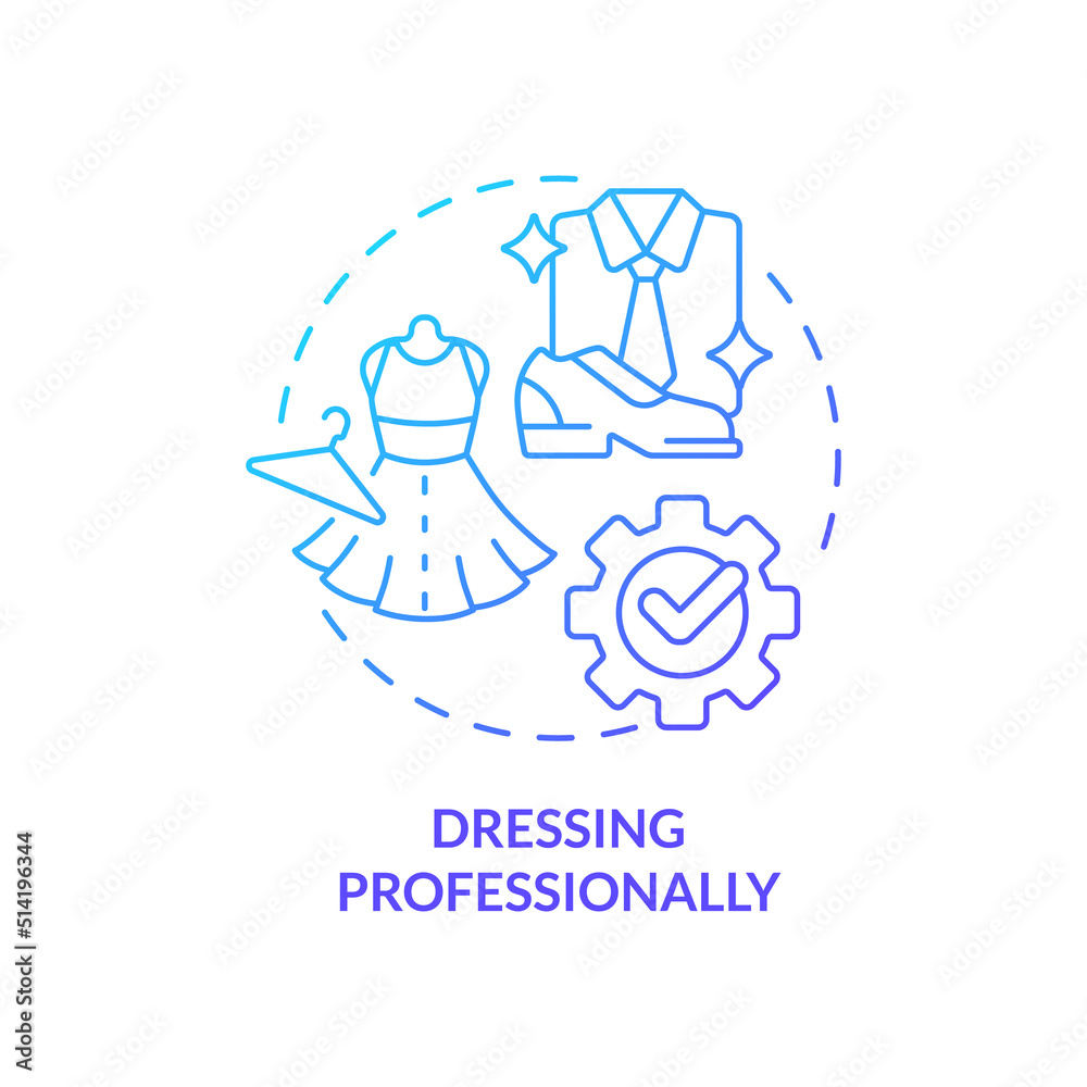 Dressing professionally blue gradient concept icon. Job interview ...