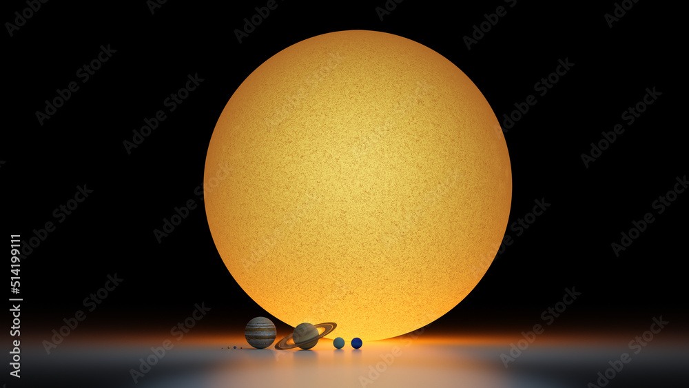 Size comparison of Sun with planets, Mercury, Venus, Earth, Mars ...