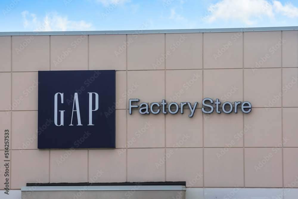 HALIFAX, CANADA - JUNE 2022: GAP banner Factory Outlet, Chain Lake ...