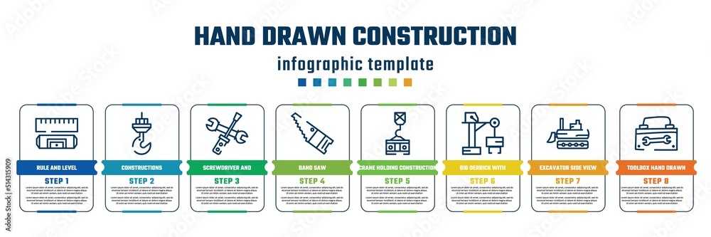 hand drawn construction concept infographic design template. included ...