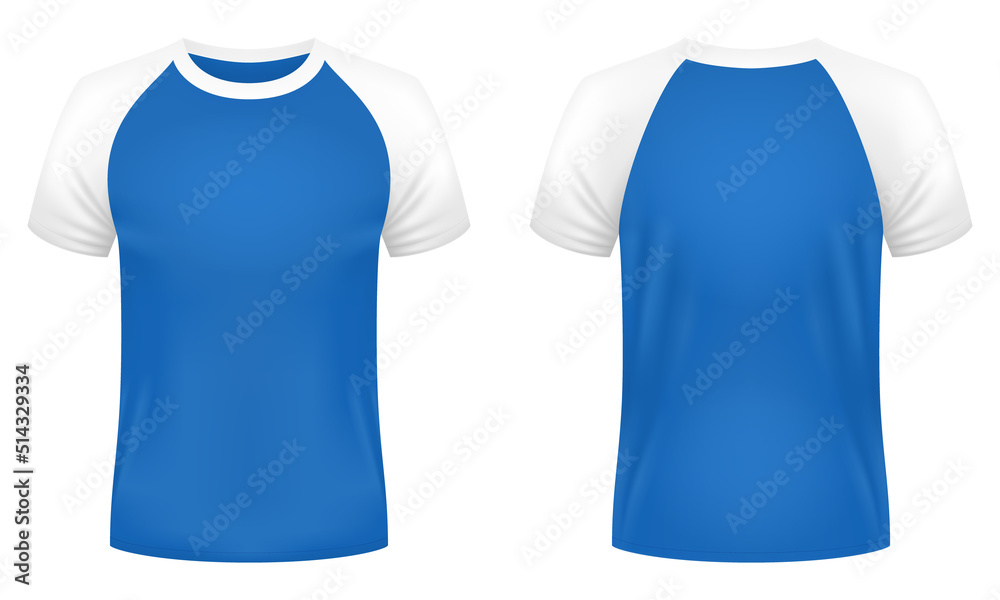 Short sleeve raglan t-shirt template. Front and back views. Vector ...