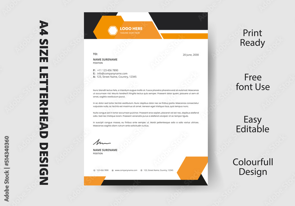 Modern and creative company letterhead template for your project ...