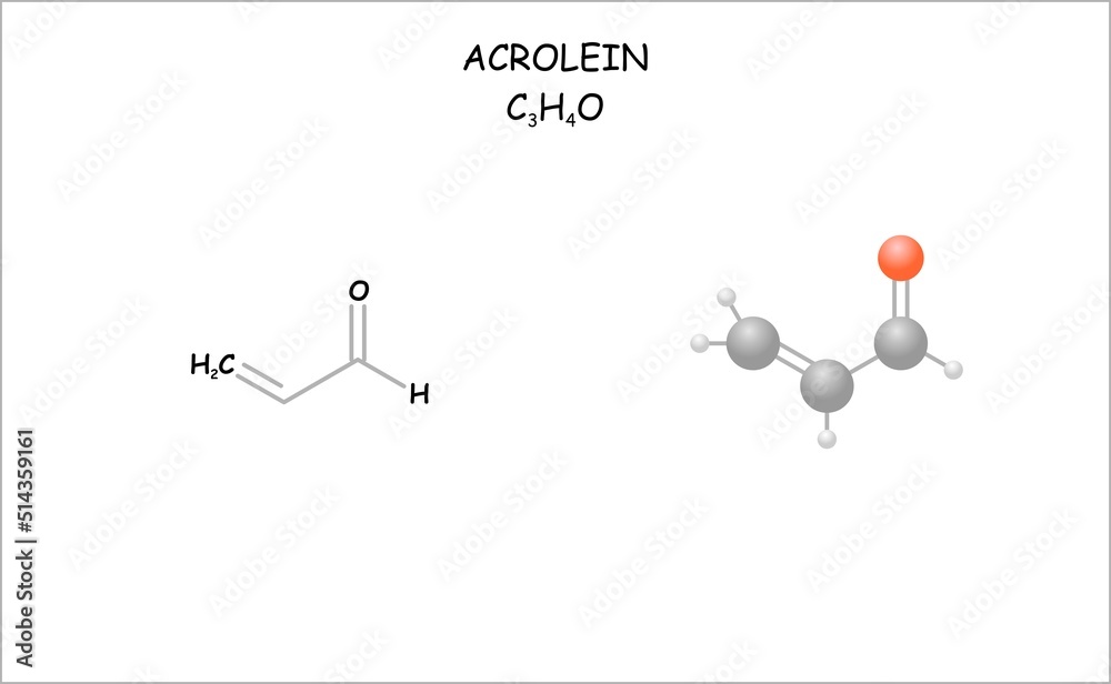 Stylized molecule model/structural formula of acrolein. Stock Vector ...