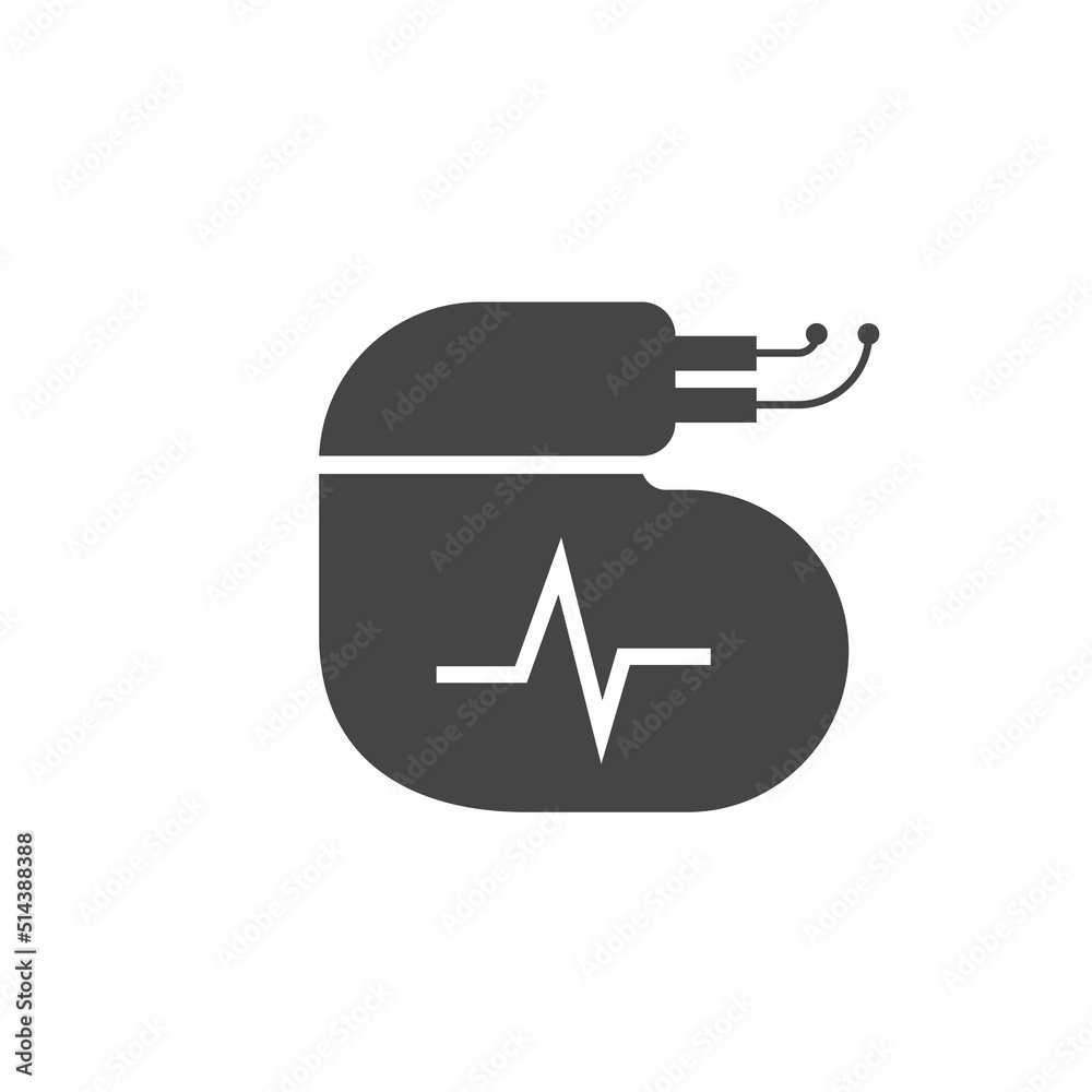 Artificial cardiac pacemaker icon. Flat vector illustration isolated on white background. Stock ...