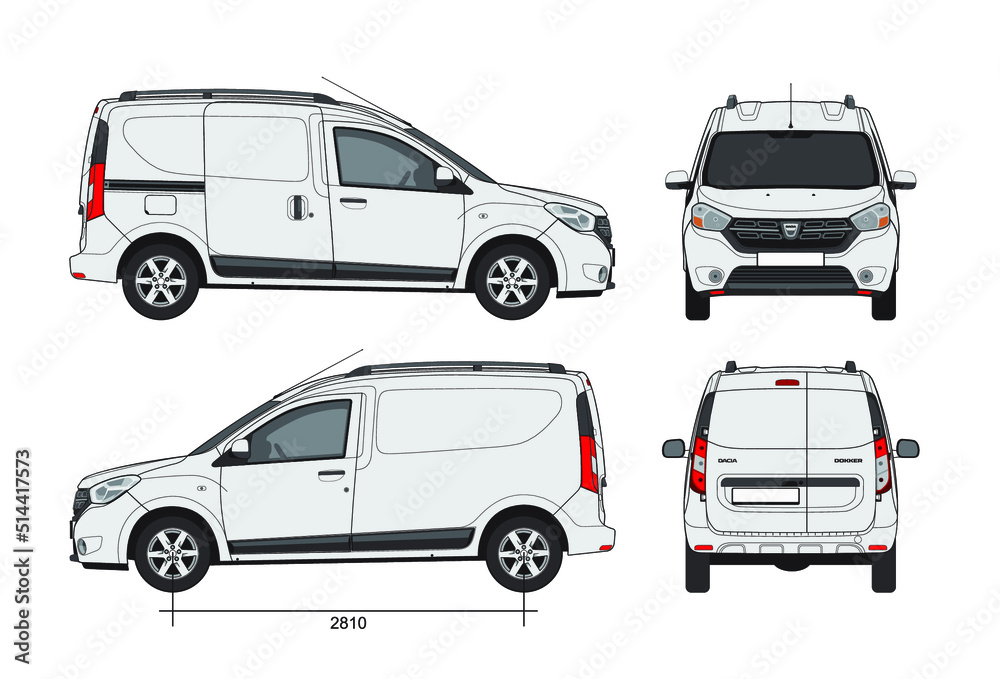 Vector de Stock Cargo vehicle Dacia Dokker vector template | Adobe Stock