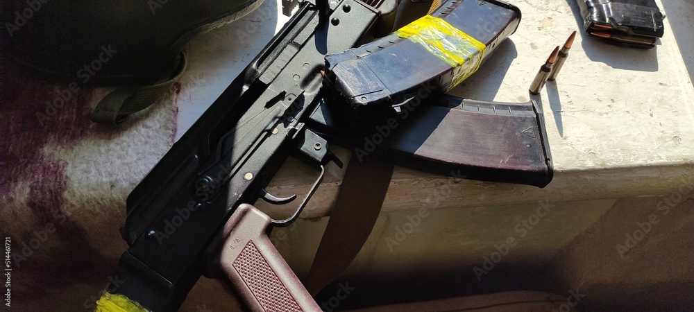 firing point of a Ukrainian soldier (yellow identification mark) in the ...