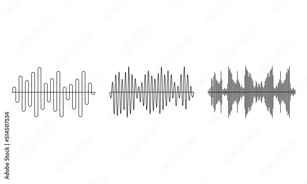 Vector sound waves set. Audio Player. Audio equalizer technology, pulse musical. Vector ...