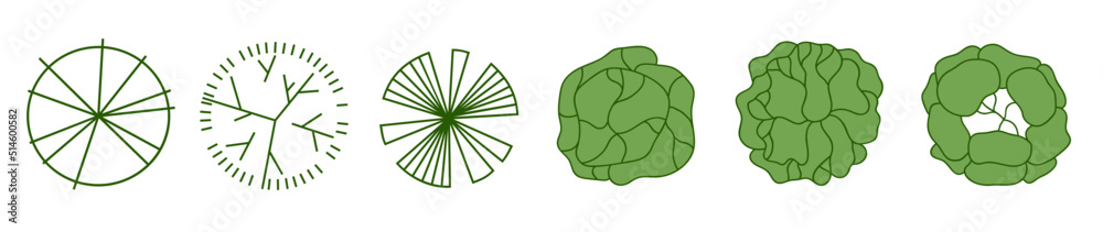 Tree for architectural floor plans. Entourage design. Various trees ...