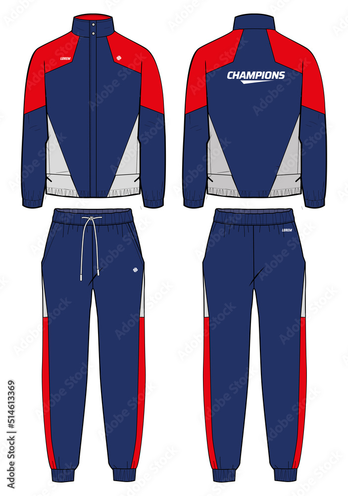 Long sleeve track suit jacket sweatshirt with jogger track bottom ...