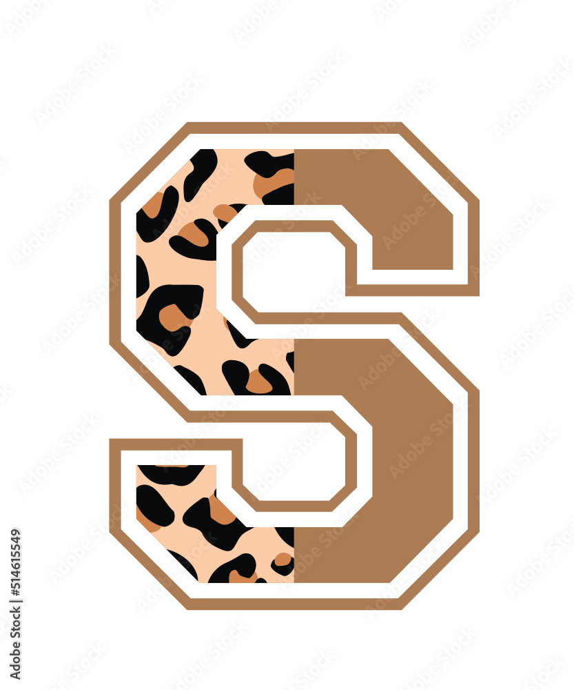 Varsity font svg, College font svg, half Leopard varsity font letters ...