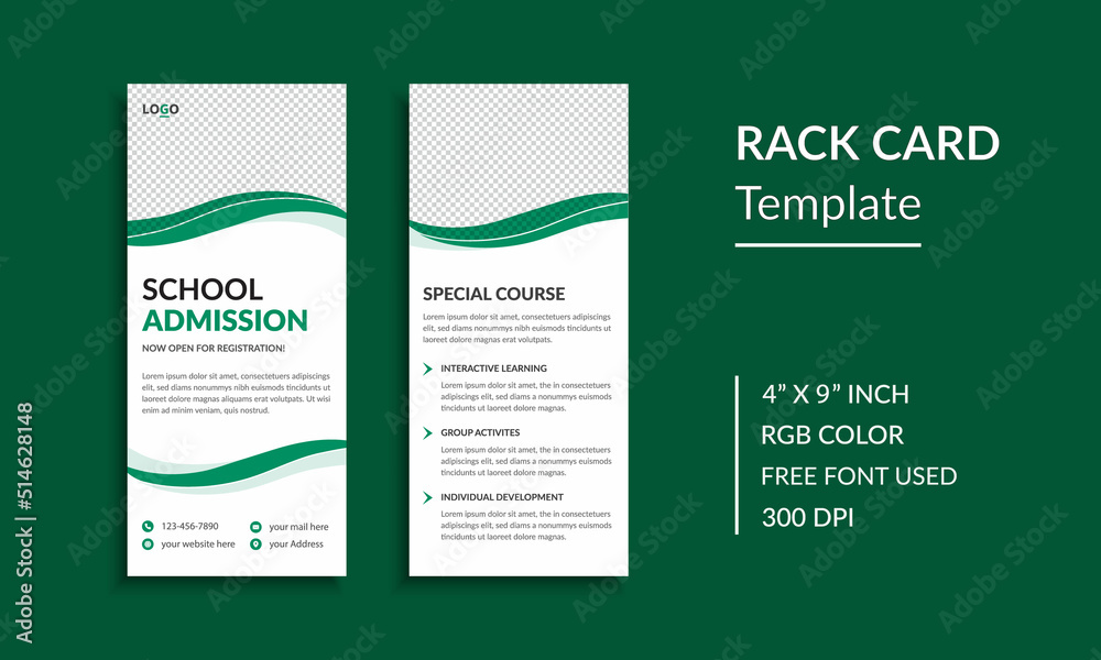 School admission and back to school rack card or dl flyer template ...