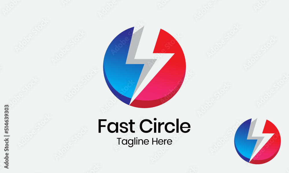 Fast Circle Logo Design Template. Lightning bolt logo. Electricity icon ...