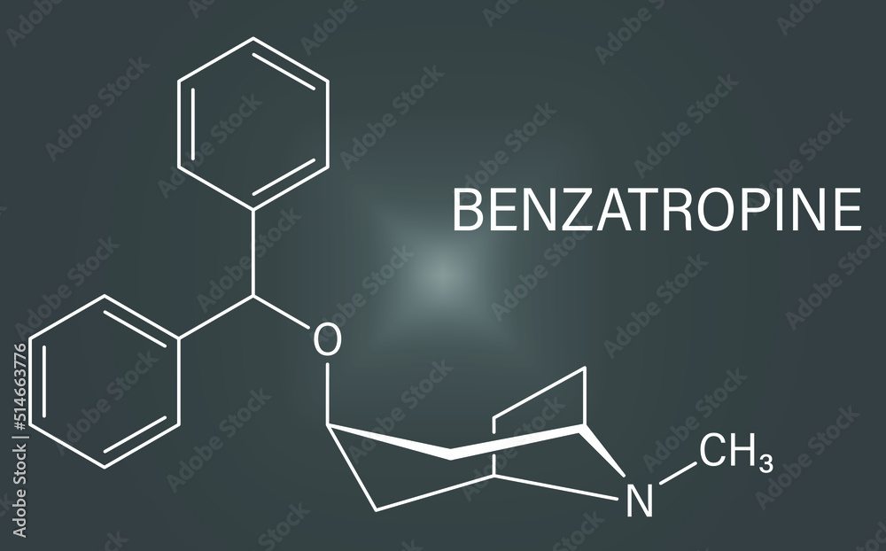 Skeletal formula of Benzatropine or benztropine anticholinergic drug ...