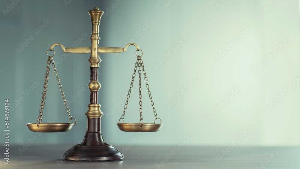 Legal and law concept scale of Justice on the blurred background Stock ...