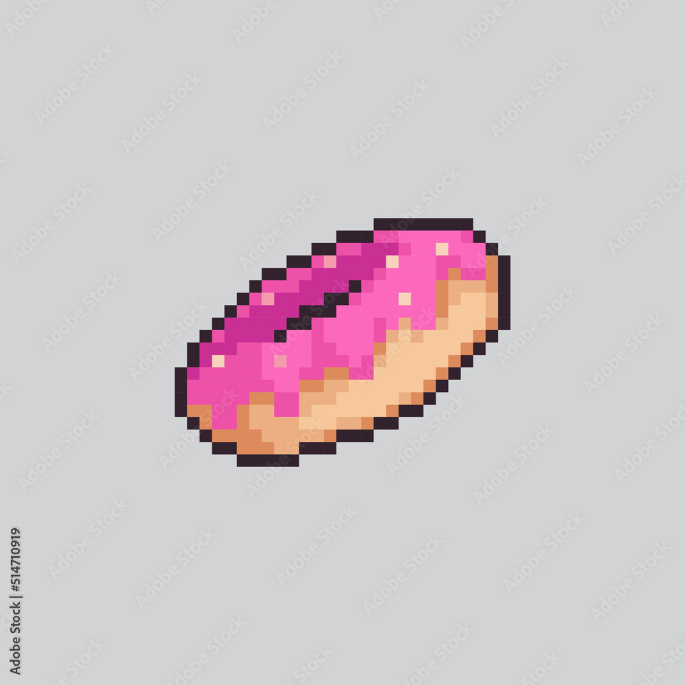 Fully editable pixel art vector illustration donut dessert for game ...