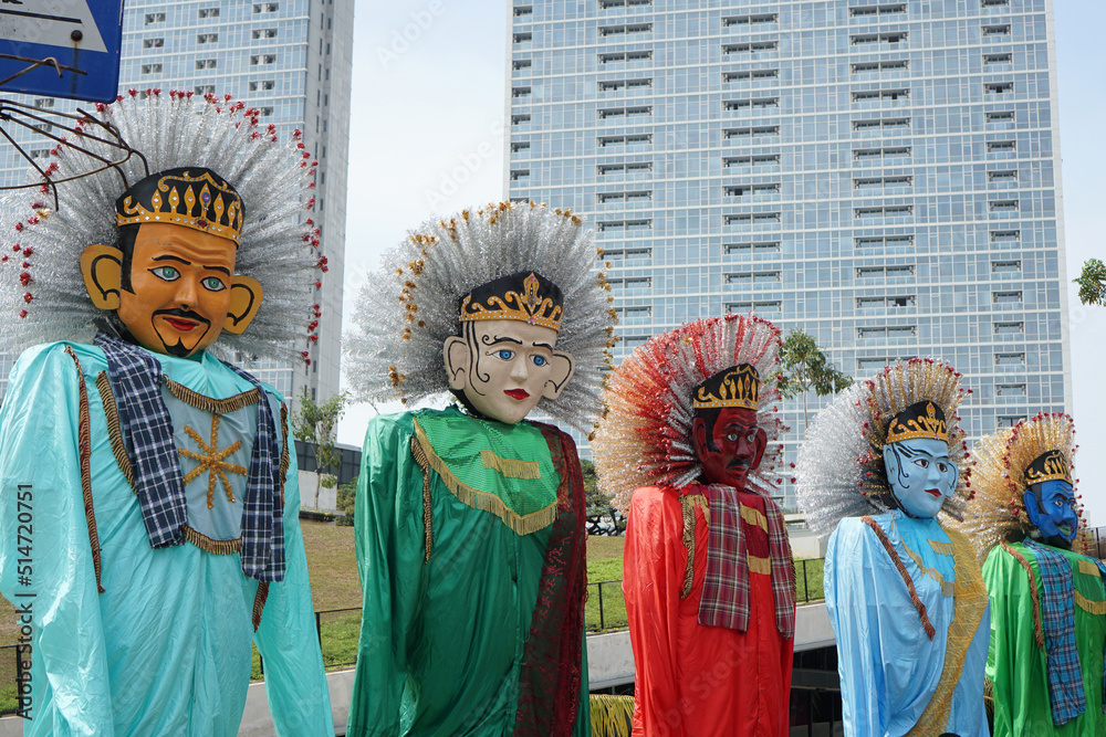 Jakarta, Indonesia. June 23, 2022. Large puppet figure featured in Betawi folk performance ...