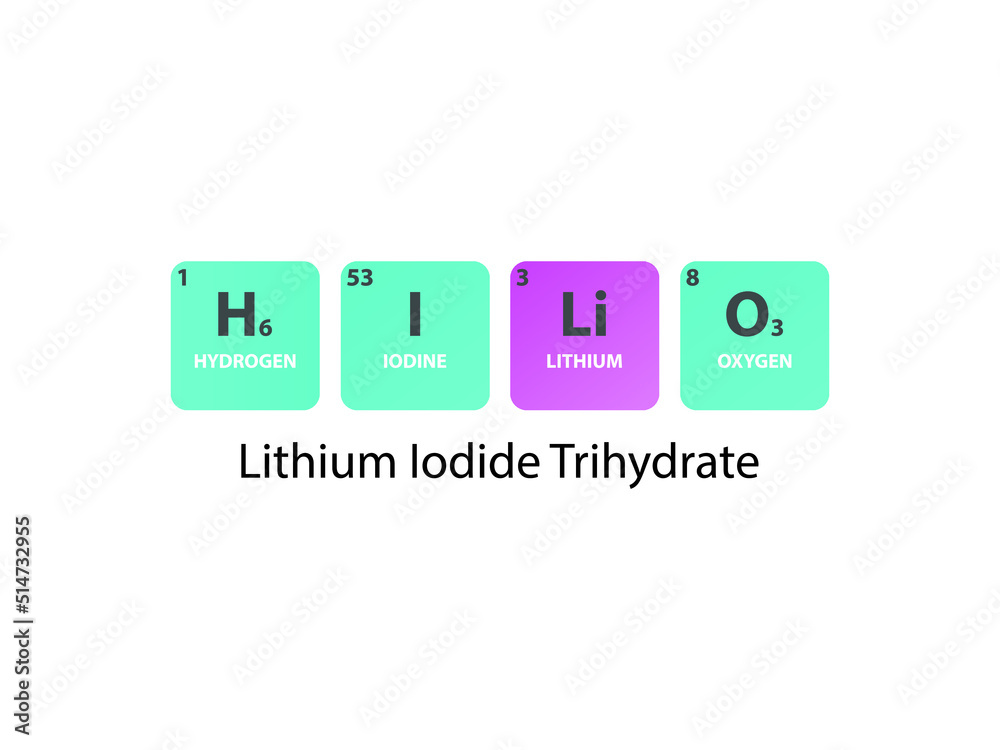 H6ILiO3 Lithium Iodide Trihydrate molecule. Simple molecular formula ...