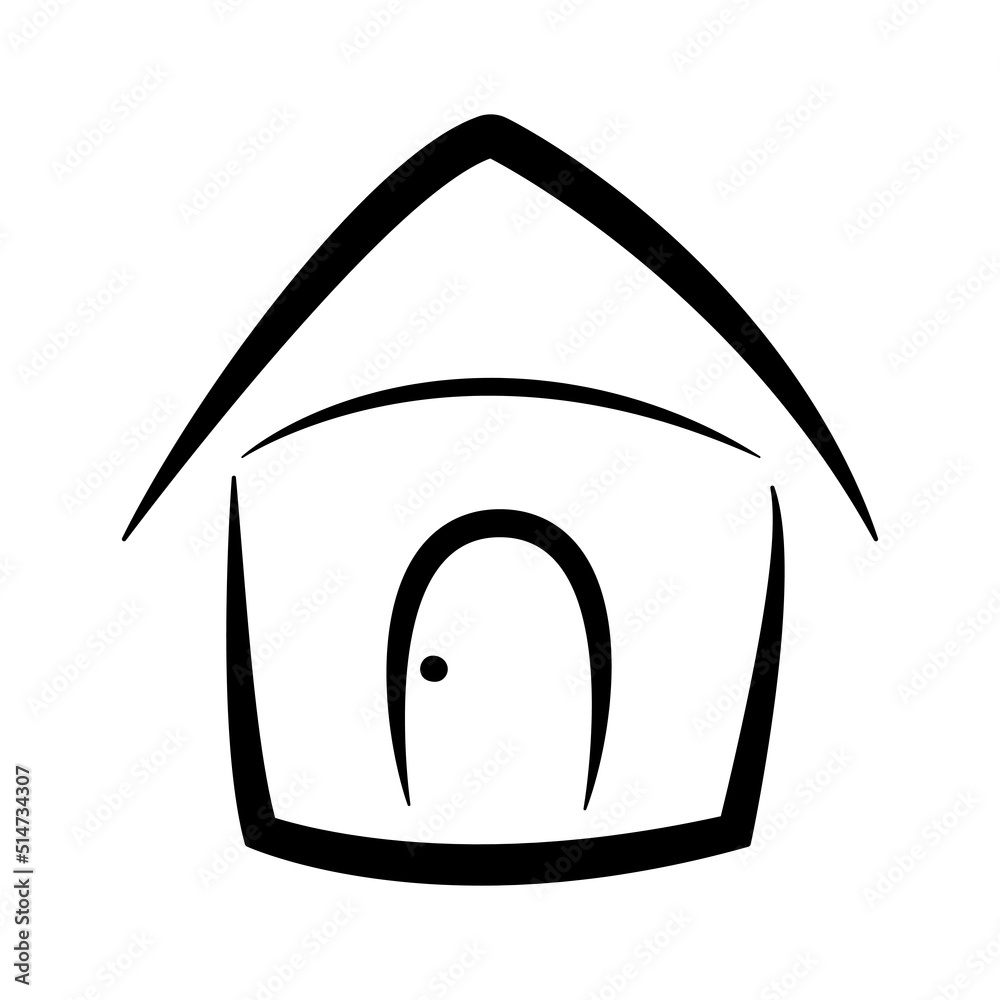 Hand Drawing House Vector Outline Icon Illustration Image Stock Vector | Adobe Stock