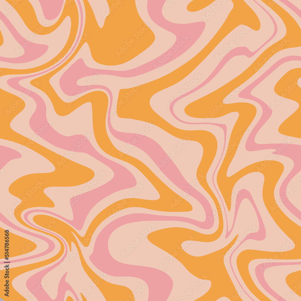 Groovy hippie retro seamless pattern. Disco wavy marble background for ...