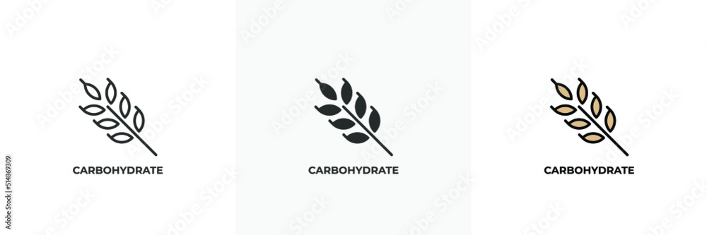 carbohydrate icon. Line, solid and filled outline colorful version ...