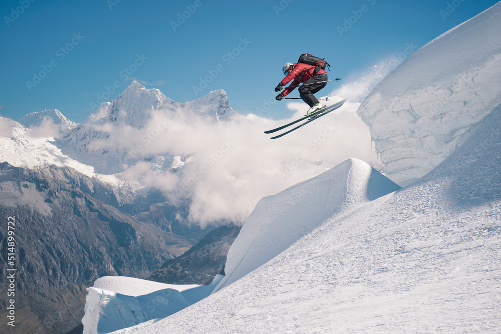 Skier dropping in Stock Photo | Adobe Stock