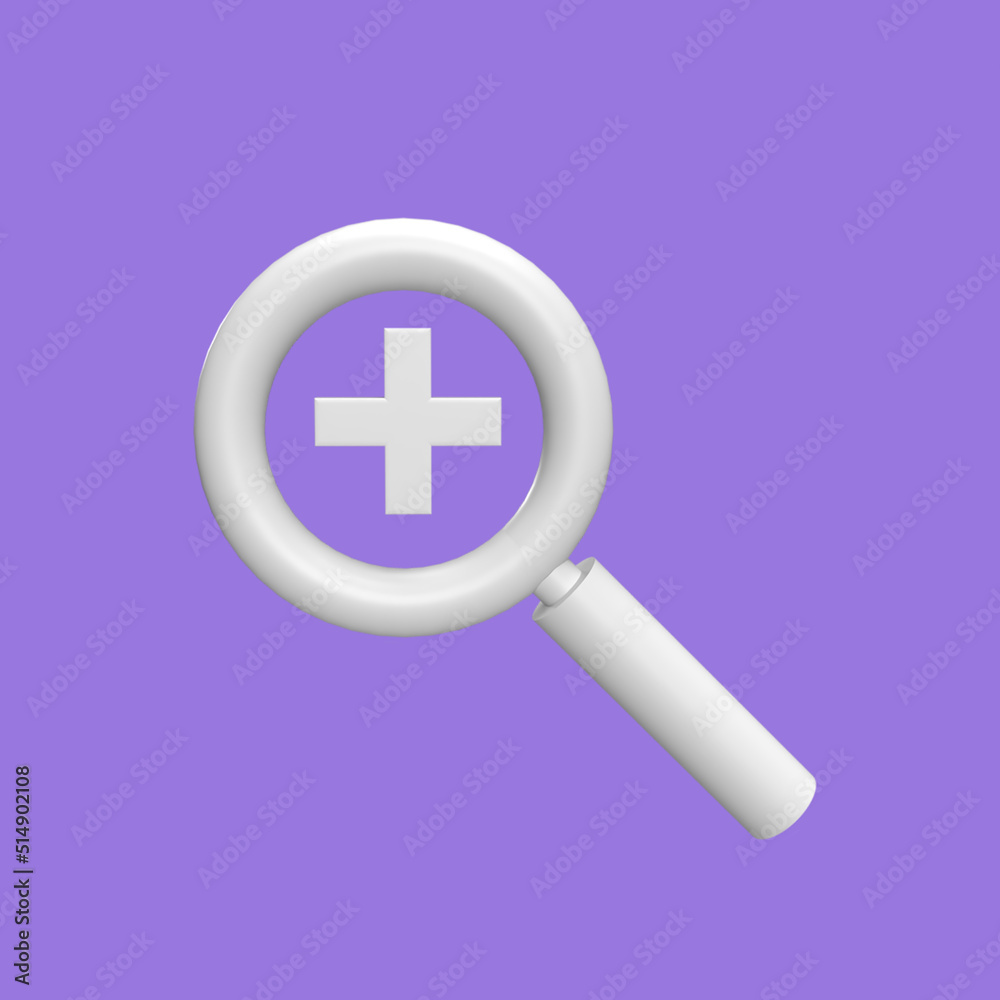 Zoom In 3d icon model cartoon style concept. render illustration Stock ...