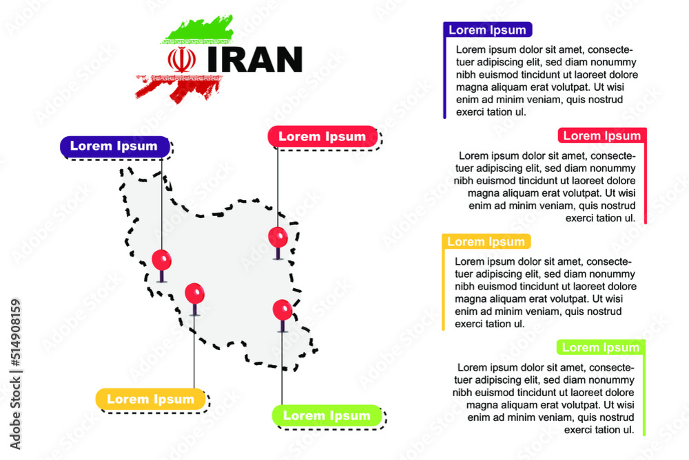 Iran travel location infographic, tourism and vacation concept, popular ...