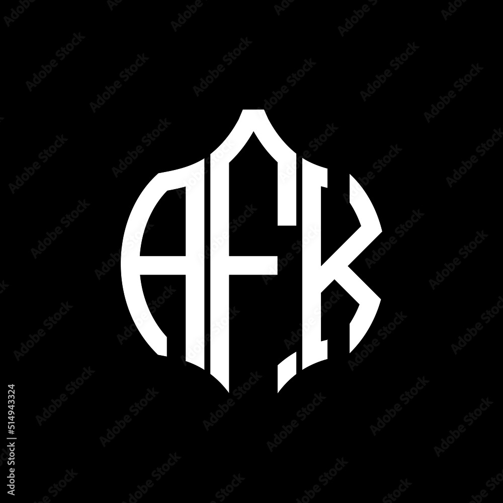 AFK letter logo. AFK best black background vector image. AFK Monogram ...