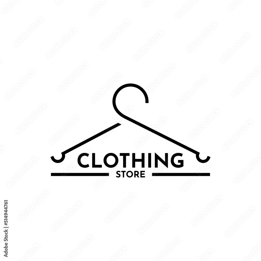clothing store logo design with hanger, vector illustration Stock ...