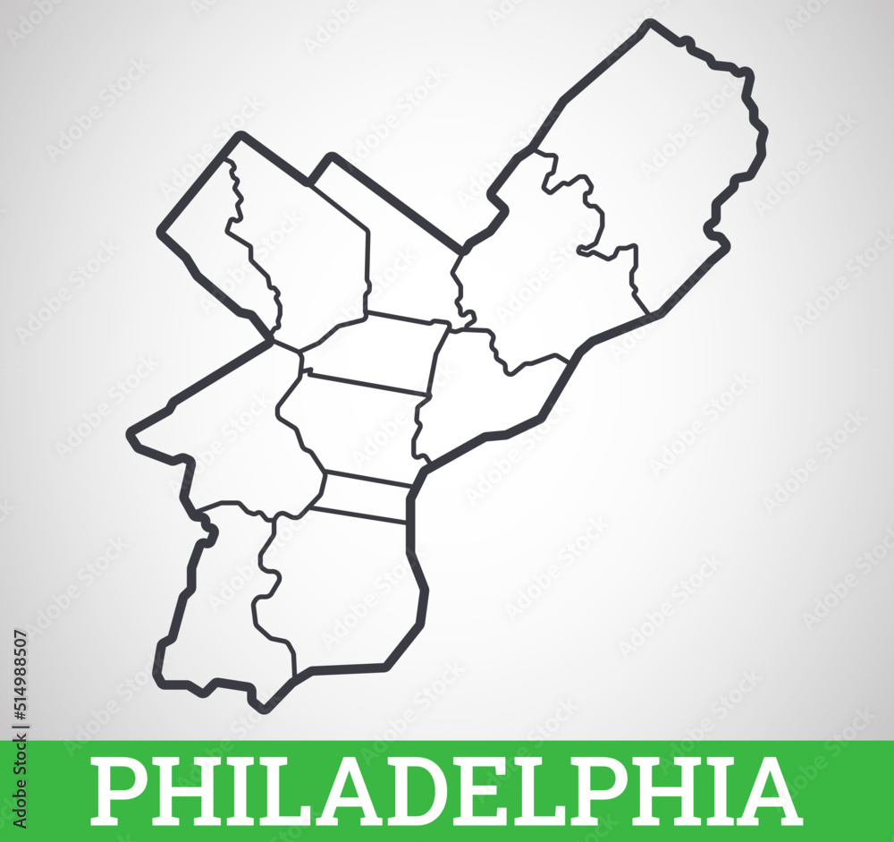 Simple outline map of Philadelphia, America. Vector graphic ...
