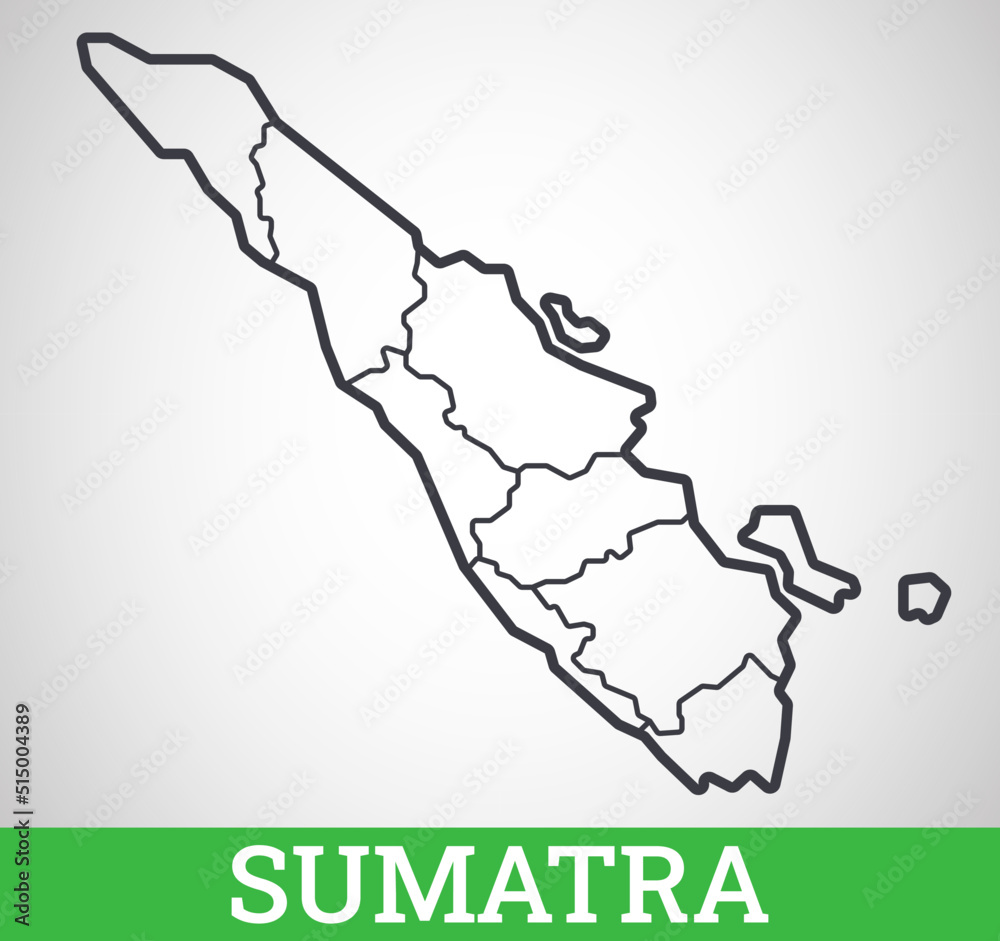 Simple outline map of Sumatra, Indonesia. Vector graphic illustration ...