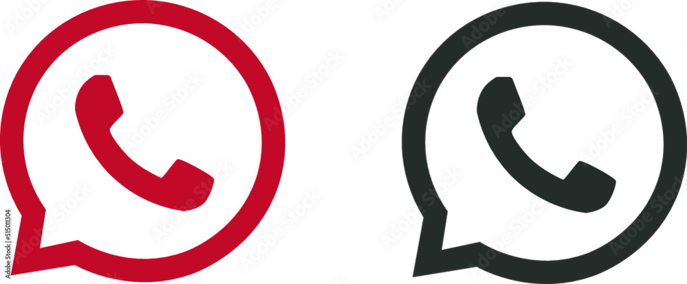 Whatsapp icon button in black and red Stock Vector | Adobe Stock