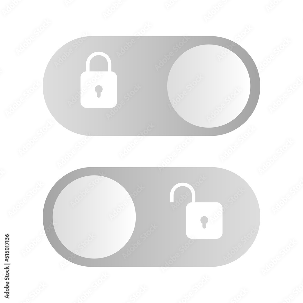 Sliders locked unlocked. Modern button. Vector illustration. stock ...