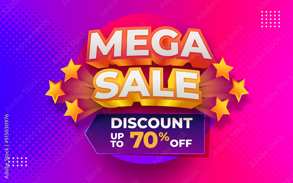Mega sale banner template. Editable text Stock Vector | Adobe Stock