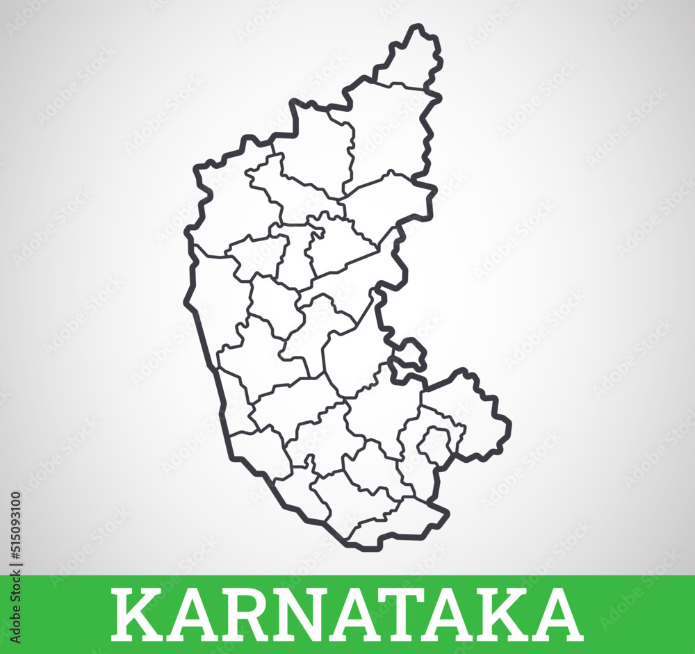 Simple outline map of Karnataka District, India. Vector graphic ...