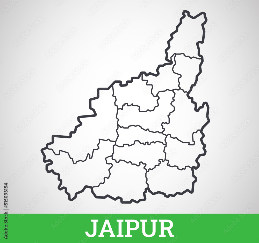 Simple outline map of Jaipur, India. Vector graphic illustration. Stock ...