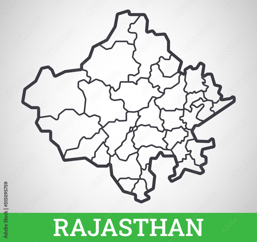 Simple outline map of Rajasthan, India. Vector graphic illustration ...