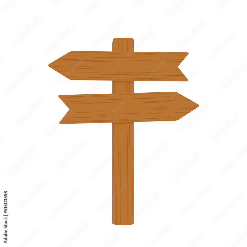 Wooden board signs vector animated cartoon illustration in white ...