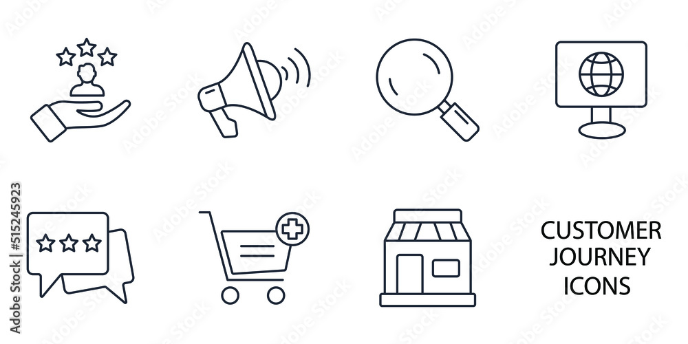 Vector de Stock Customer journey icons set . Customer journey pack ...
