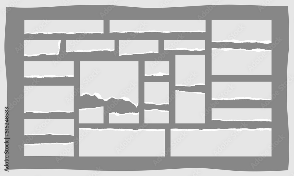 Edge tear cardboard banner, blank ripped paper shred, rectangular ...