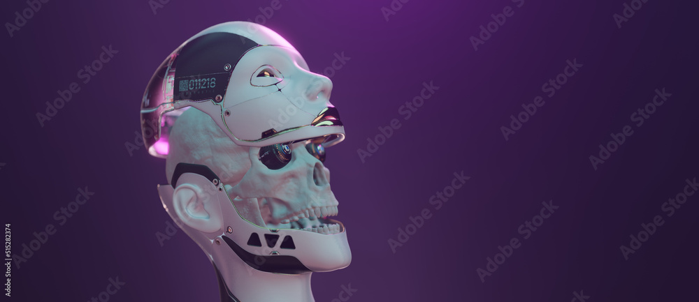 Cybernetic brain cyborg face futuristic female robotic head concept art ...