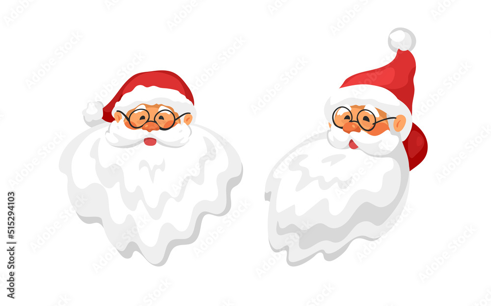 Portrait of Santa Claus front and profile. Santa s head with beard ...