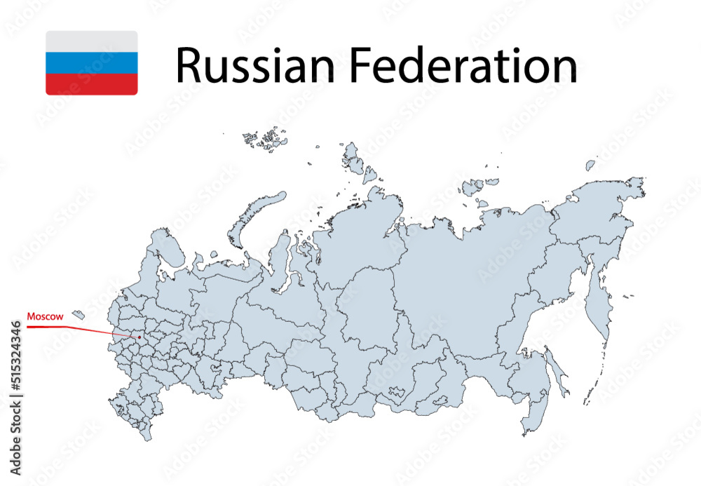 Map with borders and flag of Russia. Stock Vector | Adobe Stock